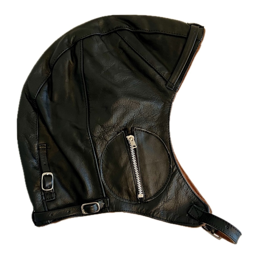Black Leather Aviator Hat - Gem